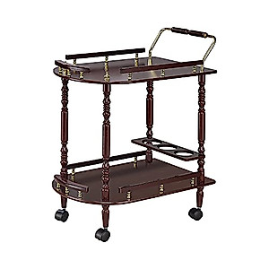 Coaster Home Furnishings Palmer 2-Tier Serving Cart Merlot and Brass