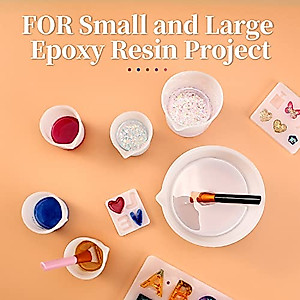 Silicone Measuring Cups Tool Kit,600ml&250ml&100ml Thickening&Polishing Silicone Mixing Cups with 2PCS Silicone Brushes for Mixing Resin,Silicone Cups for Epoxy Resin Mixing,Easy Clean