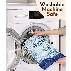 2 Pack Bread Bags for Homemade Bread, Reusable Sourdough Bread Bags for Fresh Keeping, Beeswax Bread Bags for Sourdough with Lining & Zipper, Freezer Safe & BPA Free, for Gift Giving, White & Blue