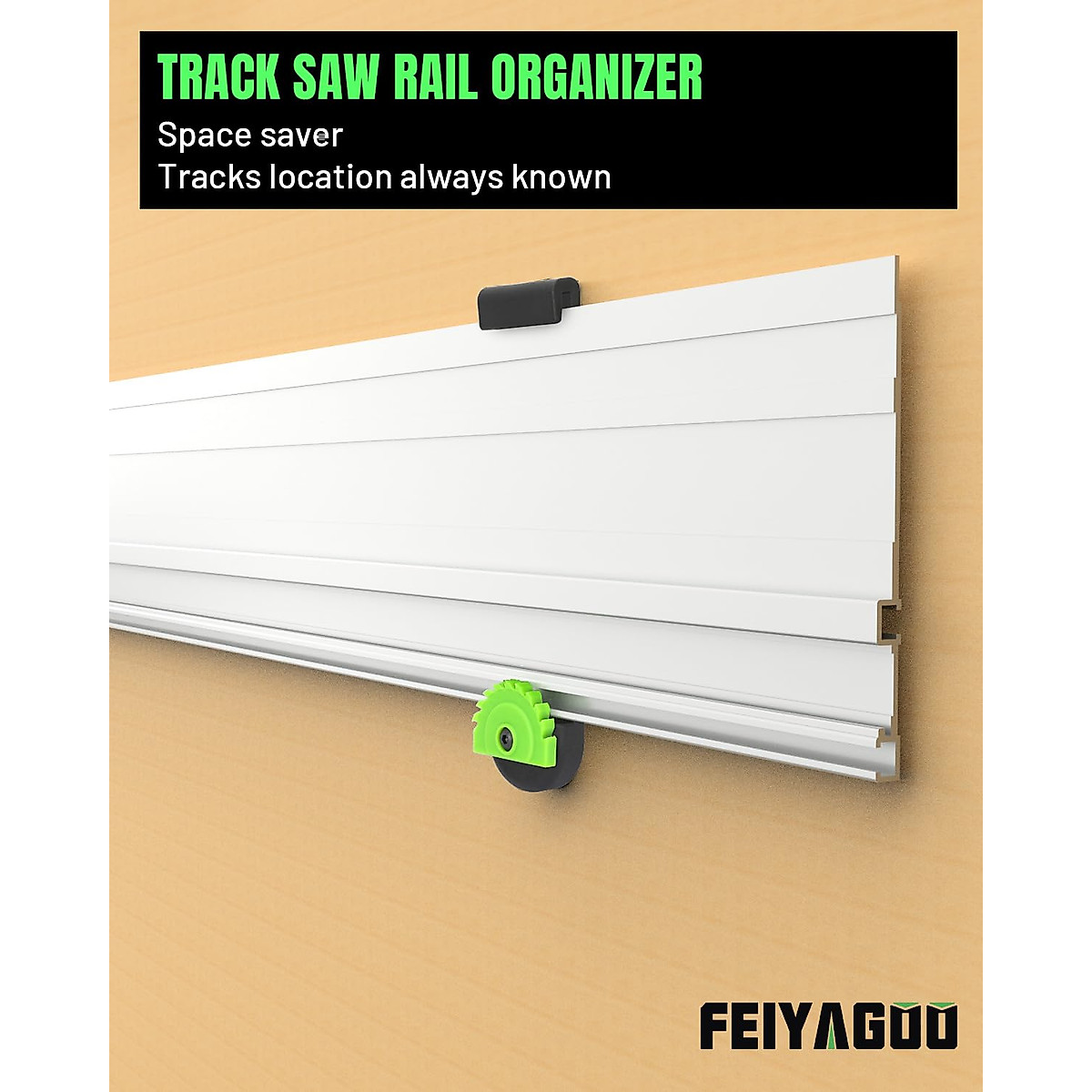 Track Rack for Guide Rail, Guide Rail Holders, Track Saw Guide Rail Mount, Track Saw Guide Organizer 4 Pack