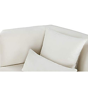 Meridian Furniture Marquis Collection Modern | Contemporary Velvet Upholstered Sofa with Stainless Steel Base in a Rich Gold Finish, 93" W x 38" D x 29" H, Cream