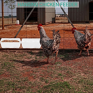 2 Pack Feeder Feed Trough and Waterer Bucket with Clips Chicken Hanging Poultry Feed Trough for Goat Sheep Deer Poultry Duck Chicken