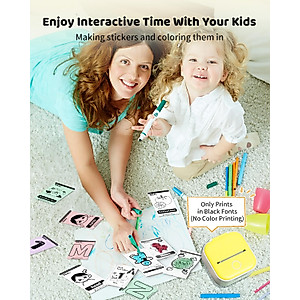 Ponek T02 Pocket Sticker Printer - T02 Black On White Self-Adhesive Paper, Thermal Paper 50mm x 3.5m, 3 Rolls, Keep for 10 Years,T02 Gree Mini Sticker Printer for Journal, Notes, Memo