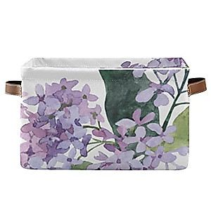 Rectangular Storage Boxes,Violet Lilac Branches Isolated On Fabric Storage Bin Organizer,collapsible Storage Basket For Toy,Clothes,books,shelves Basket