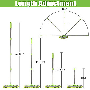 LumiMokki 62" Car Wash Mop Kit, Car Wash Brush with Long Handle Stainless Steel Pole, Car Wash Kit Car Detailing Kit Car Wash Mop Mitt Car Cleaning Supplies Kit for RV Cars SUV Trucks and Bus (Green)