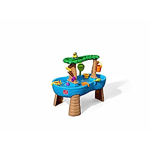 Step2 Tropical Rainforest Water Table | Colorful Kids Water Play Table with 13-Pc Accessory Set, Blue & Green