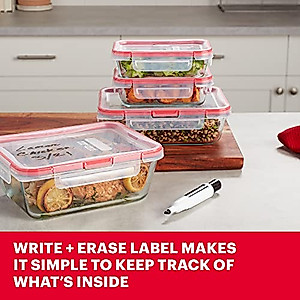 Pyrex Freshlock 8-Pieces Mixed Sized Glass Food Storage Containers Set, Airtight & Leakproof Locking Lids, Freezer Dishwasher Microwave Safe