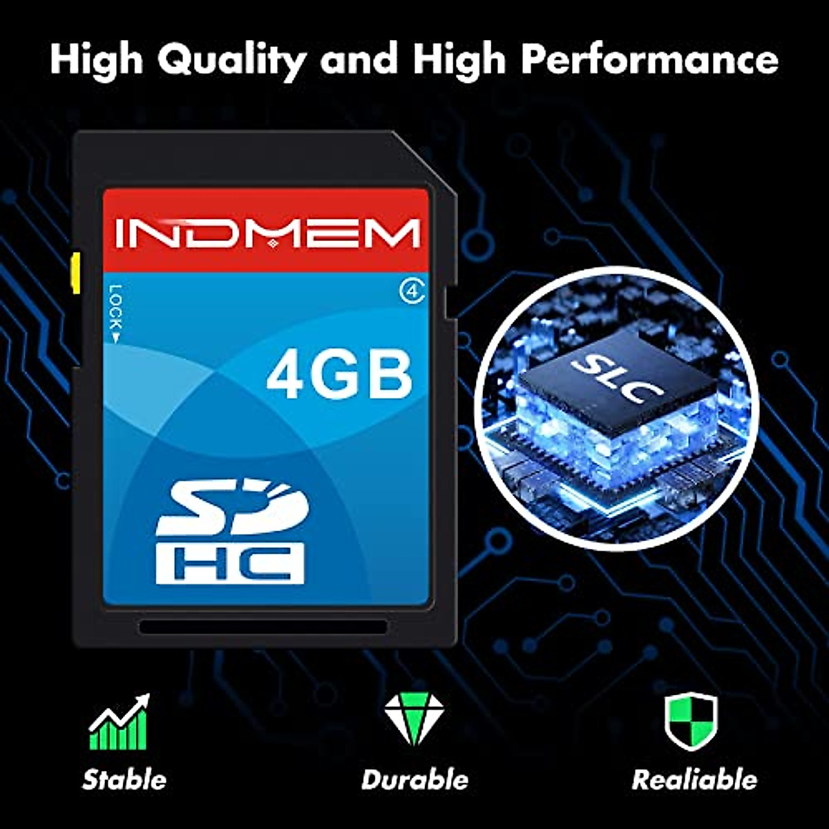 INDMEM SD Card 4GB SDHC Class 4 Flash Memory Card 4 GB Digital Camera Cards 2 Packs