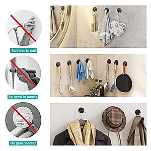 Adhesive Hooks, Sticky Hook Made of 304 Stainless Steel, Super Sticky Nail-Free Wall Hooks for Hanging Coats and Towels, 5 Packs, LIISKY(Black)