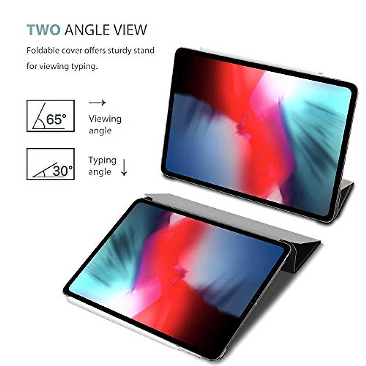 ProCase Smart Case for iPad Pro 12.9" 2018 3rd Gen, Slim Lightweight Trifold Stand Smart Cover with Translucent Frosted Back Protective Case for iPad Pro 12.9 Inch 3rd Gen 2018 Release –Black