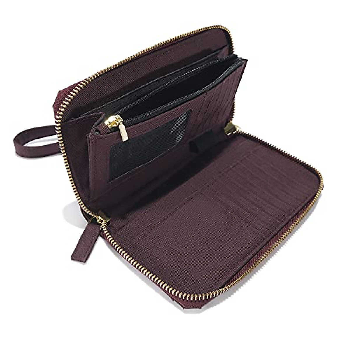Carhartt Rugged Canvas Wallets for Women, Available in Multiple Styles & Colors, Nylon Duck Lay-Flat Clutch (Deep Wine), One Size