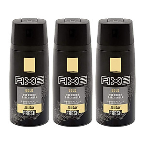 AXE Body Spray Gold Oud Wood & Fresh Vanilla, 5.07 oz (Pack of 3) (Package May Vary)