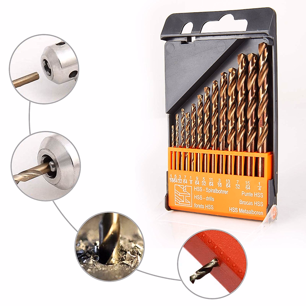 VTEVER Cobalt Drill Bit Set M35 HSS 13-Piece Jobber Drill Bit Kit for Stainless Steel,Hard Metal,Cast Iron and Wood Plastic,1/16"-1/4"…