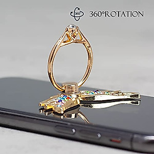 Angel Wings Glitter Bling Bling Phone Ring Holder, 2 Pack Sparkle Phone Ring Grip Artificial Diamond Stand,Rhinestone Cell Finger Ring for Phones,Pad