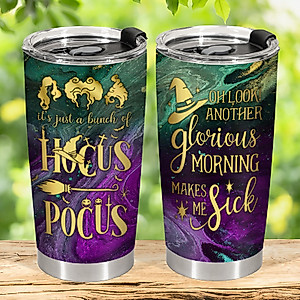 34HD Hocus Gifts for Women, Another Glorious Morning Hocus Tumbler Stainless Steel with Lid 20 oz, A Bunch of Hocus Mug, Halloween Gifts for Movie Lovers, Three Witches 3