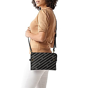 Fossil Women's Kier Vegan Cactus Crossbody Purse Handbag, Black/Bone Signature Print (Model: ZB1698104)