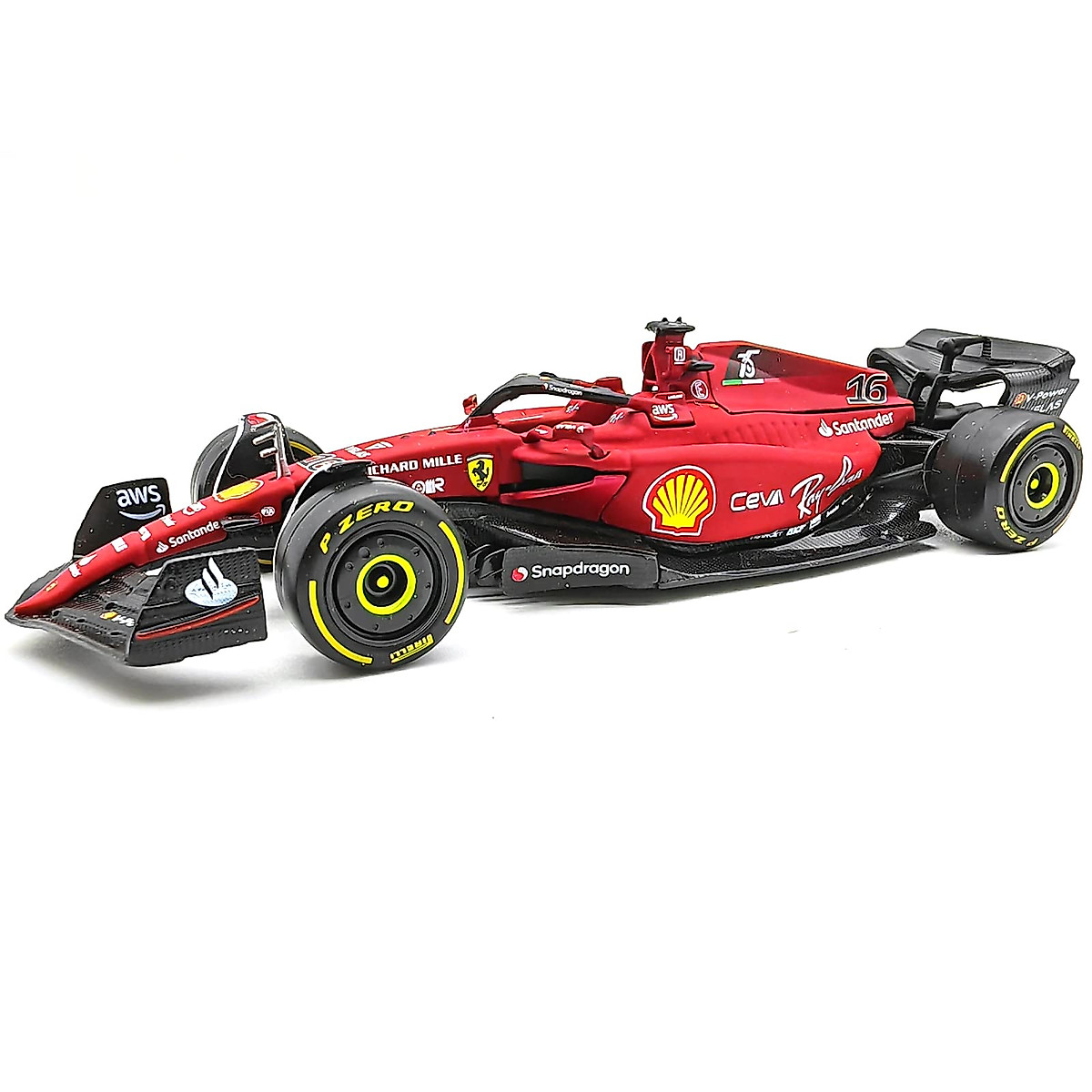 JODIYAAH Bburago 1/43 2022 F1-75 Scuderia Ferrari #16 Charles Leclerc F1-75 #55 Carlos Sainz Alloy Luxury Vehicle Diecast Cars Model Toy Collection Gift (F1-75 #16 Hardcover)