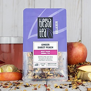 Tiesta Tea - Ginger Sweet Peach | Spicy Peach Herbal Tea | Premium Loose Leaf Tea Blend | Non Caffeinated Herbal Tea | Make Hot or Iced Tea & Brews Up to 25 Cups - 2.2 Ounce Resealable Pouch