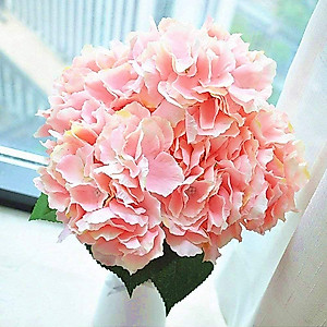 Jasion Artificial Flowers Fake Hydrangeas Flowers 5 Heads Silk Bouquet for Office Home Party Wedding Bridal Decoration