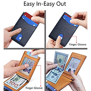 BULLIANT Slim Wallet Front Pocket, Money Clip Minimal Bifold Wallet For Men 10 Cards 3.1"x4.5",Pull-tap Access,RFID Blocking