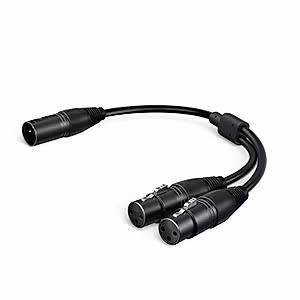 CableCreation [2-Pack XLR Male to Dual XLR Female Y Splitter 3Pin Balanced Microphone Cable, 0.3 Meter/Black