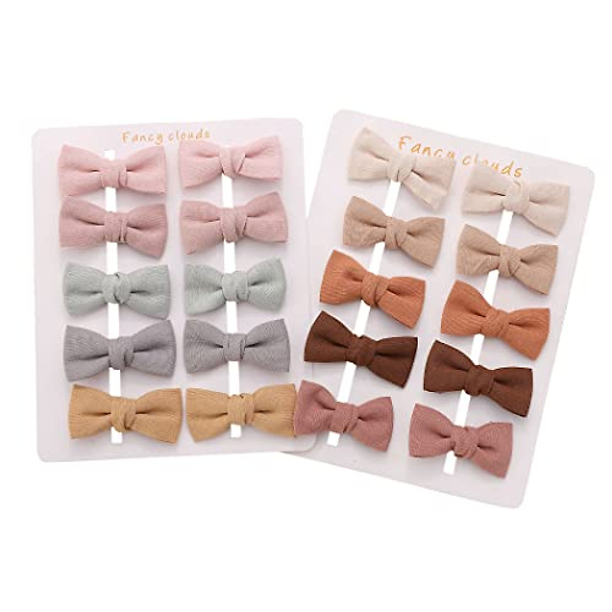 FANCY CLOUDS Baby Hair Clips with Baby Girl Bows,20pc Boutique Handmade Fully Lined Hair Barrettes Hair Accessories for All Age Girls Toddlers Infants