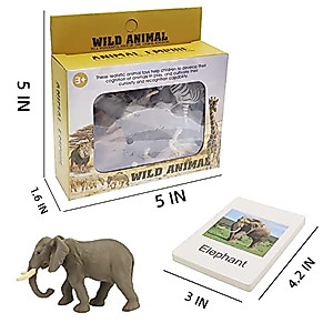 MIKNEKE Montessori Animal Figures with Flash Cards, Realistic Animal Figurines Toys, Montessori Materials Homeschool Preschool Science Educational Matching Game for Toddler Kids (Zoo)