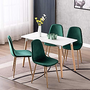 Mid Century Modern Dining Chairs, Flannelette Cover Cushion Seat Chair, Upholstered Short-napped Velvet Side Chair, Accent Chairs with Metal Legs for Kitchen Dining Room Club Guest Set of 4