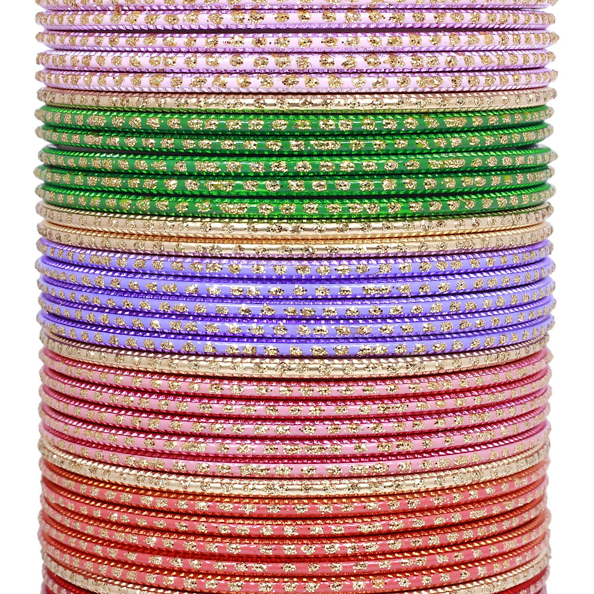 Sukh Collection Jewellery Indian Bollywood Exclusive Multi Color 72 Pcs Plain Outfit Matching Multi Color Bangles Bracelets Churi Box Women Wedding Bridal Party Jewellery (2.4)