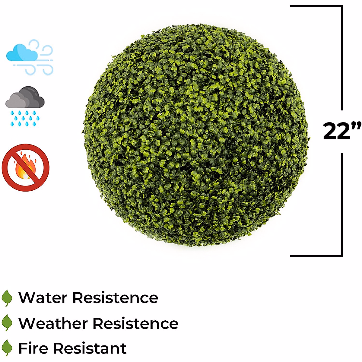 Artificial Plant Topiary Ball Boxwood 22" - Ivy Balls Indoor/Outdoor - Top Turf wholesale Decorative Plants for Home, Wedding, Offices and More