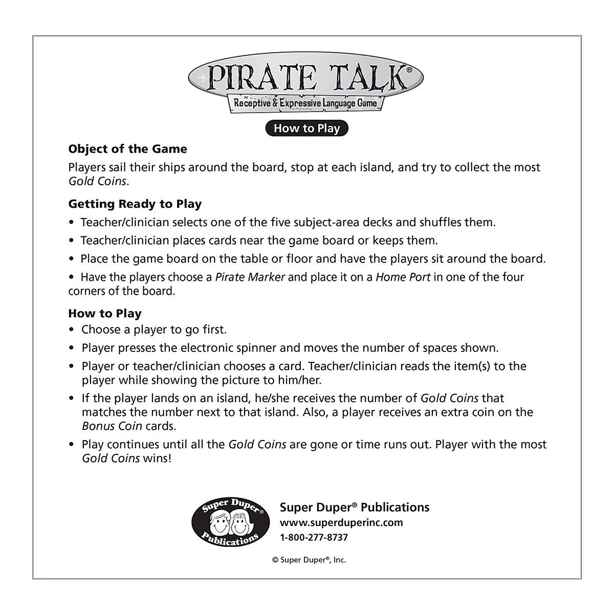 Super Duper Publications | Pirate Talk® Receptive & Expressive Language Game | Communication & Social Skills | Educational Learning Materials for Children