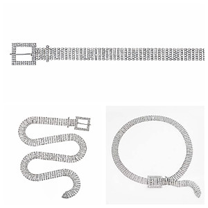 Ayliss Women Rhinestone Belt Bling Crystal Shiny Waist Dress Belt Silver Fashion Glitter Chain Belt for Wedding Party (Silver#1)