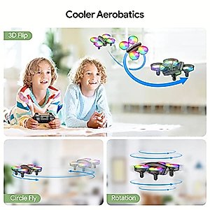 Tomzon A23W Drone with Camera 1080P, Mini LED Kids Drone with Throw to Go, High Speed Rotation and 3D Flip, Drone for Kids Adults with Circle Fly, Gravity Sensor, 3 Speeds, 2 Batteries
