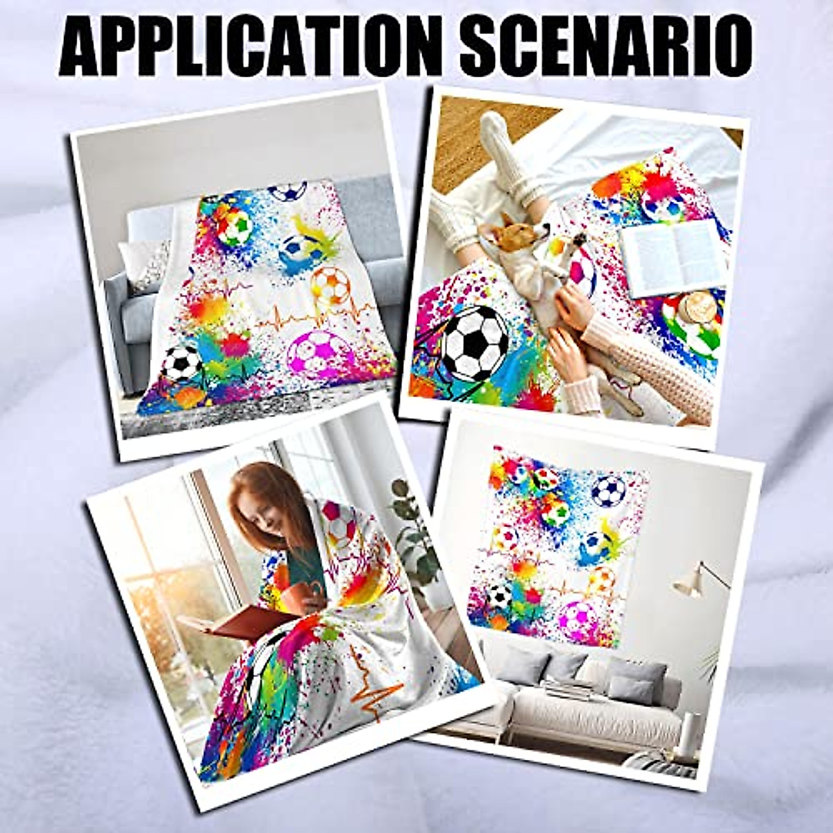 Soccer Blanket Sports Soccer Ball Throw Blanket Ultra Soft Flannel Blanket Gifts for Kids Adults 50"X40"