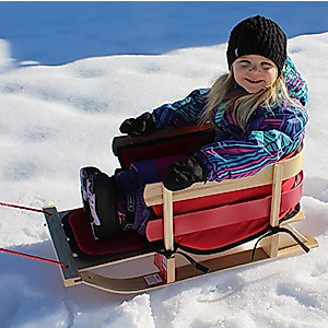 Flexible Flyer Baby Pull Sled. Wood Toddler to-Boggan. Wooden Sleigh for Kids