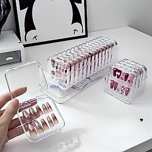 Olvidodo 15PCS Press On Nail Packaging Boxes with Big Storage Containers Boxes Hinged Lid and Rectangle for Bracelet Making DIY Jewelry Badge Craft Nail Storage