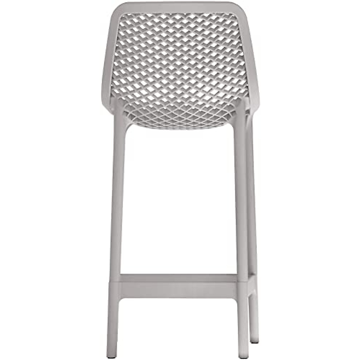Meridian Furniture 330Grey Mykonos Collection Modern | Contemporary Outdoor Patio Stool with Grey Polypropylene Plastic, Weather Resisting, 17.5" W x 21" D x 38" H, Grey, Set of 4
