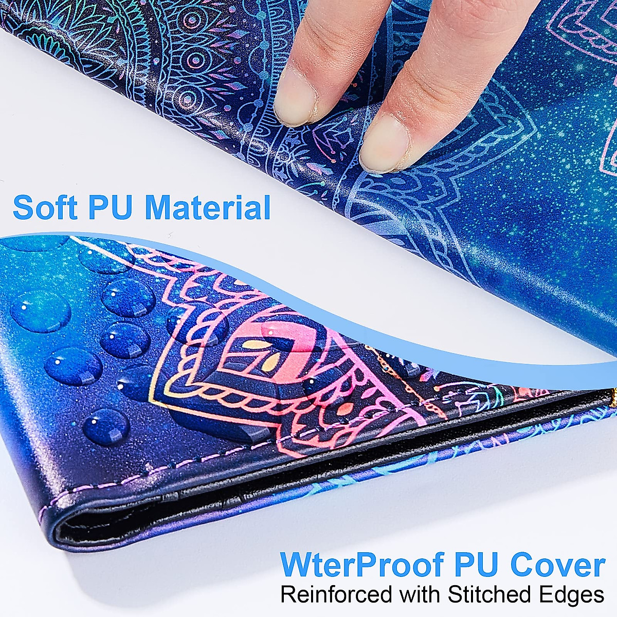 Checkbook Cover for Personal Checkbook, RFID Checkbook Register Cover with Pen Holder & Built-in Clear Plastic Divider for Duplicate Checks