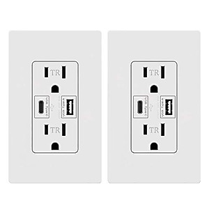 USB C Outlet PD, Power Delivery 24W Fast Charging Capability, Child Proof Safety Receptacles 15 Amp, Tamper Resistant Wall Charger for iPhone 14 Pro Max UL Listed Micmi (USB c PD 2pack)