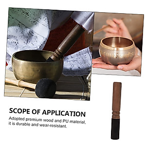 EXCEART 2pcs Stick Wooden Singing Bowl Mallet Wooden Pounding Mallet Nepal Bowl Mallet Sound Bowl Mallet Wood Tools Mini Tools Mini Toys Singing Bowl Parts Pu Replace Buddha Sound Bowl