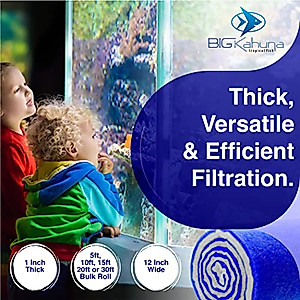 BIG Kahuna Aquarium Filter Floss Rolls – 12-inch Pond and Aquarium Filter Media – 1-inch Thick Wet/Dry Aquarium Filter Pad – 10ft - Bonded Filter Media Pad for Freshwater or Marine Aquariums, Ponds