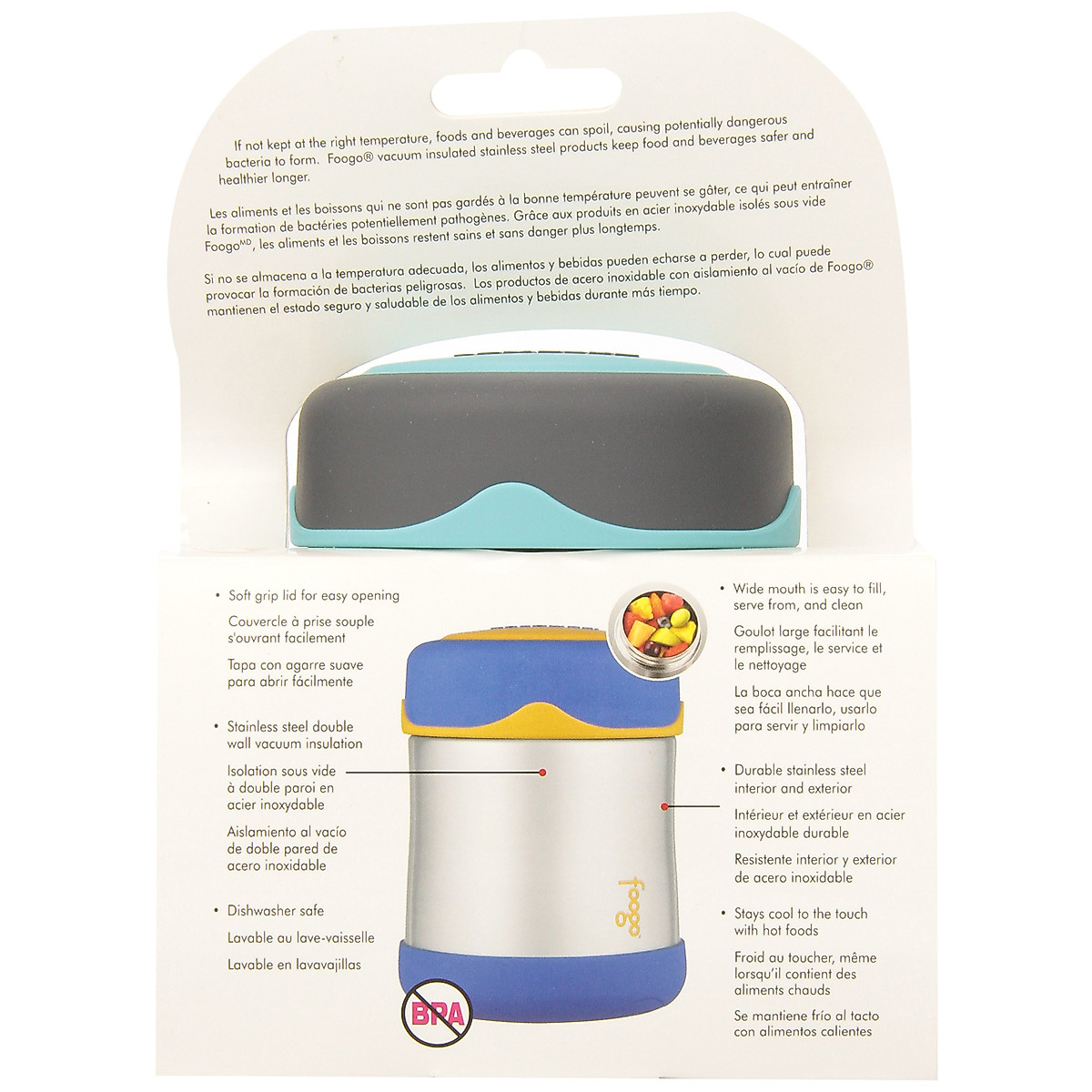 Thermos Foogo Vacuum Insulated Stainless Steel 10-Ounce Food Jar, Charcoal/Teal (B3004TS2)