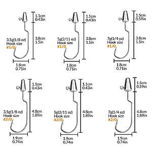 THKFISH 20Pcs Jig Head Bullet Bass Fishing Jig Head High Carbon Steel Offset Round Bend Fishing Hook for Bass Trout Freshwater Saltwater 20pcs #2/0-1/8oz(3g)
