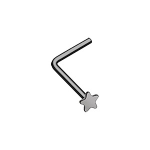Freedom Fashion Basic Star L-Shaped 316L Surgical Steel Nose Stud Ring (Sold Individually) (20 GA, 7mm, Black)