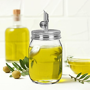 Auto-locking Free Flow Spout Pouring Cap 304 Stainless Steel for 2.75 Inch Regular Mouth Mason Jar Pour Oils,Moonshine,Vodka,Beverages,Coffee,Juices(NO JAR)