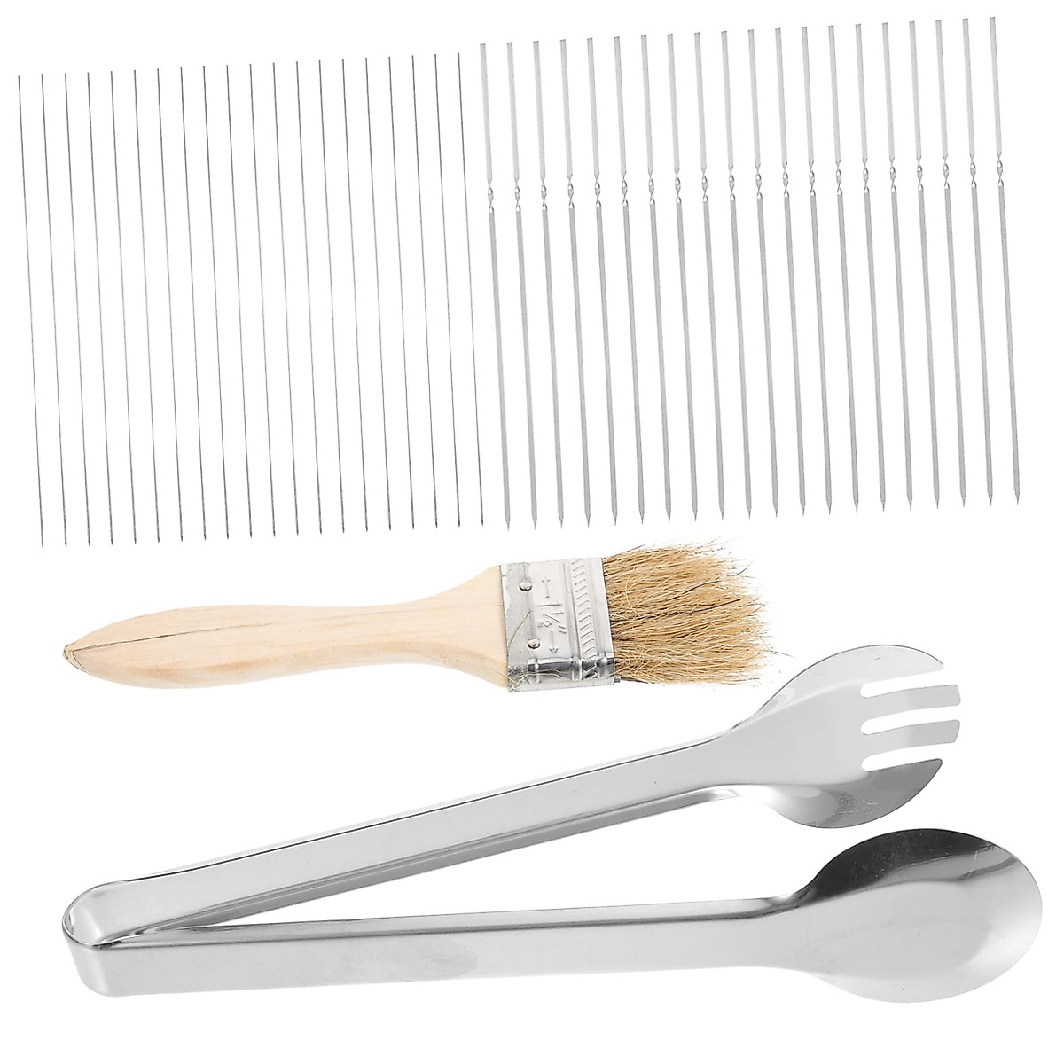 Yardwe 5 Sets Barbecue Tool Set Outdoor Barbecue Tools BBQ Grill Accessories Grilling Skewers Food Tong BBQ Grill Portable Grill Utensils Multifunction BBQ Needle Stainless Steel