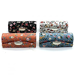 SenseYo 4 Pcs Ladies Floral Lipstick Case Holder with Mirror, Cosmetic Storage Kit Makeup Travel Cases Organizer Bag for Purse