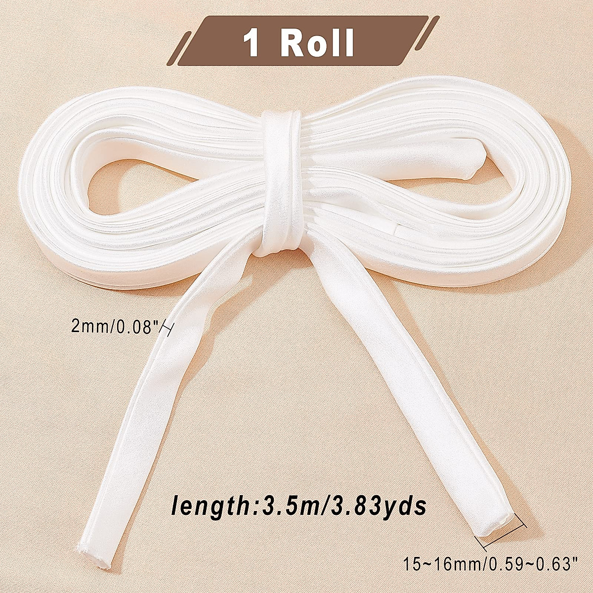 AHANDMAKER 137.8 Inches Women's Tie Back for Wedding Bridal Gown, White Adjustable Lace up Dress Cord Back for Zipper Replacement or Buttons