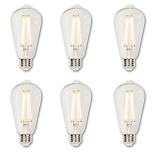 Westinghouse 4518200 4.5 Watt (40 Watt Equivalent) ST20 Dimmable Clear Filament LED Light Bulb, Medium Base, 6-Pack, Warm White