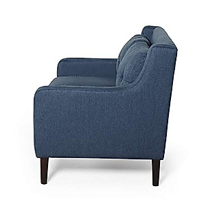Christopher Knight Home Harva Love Seats, Navy Blue, Dark Brown